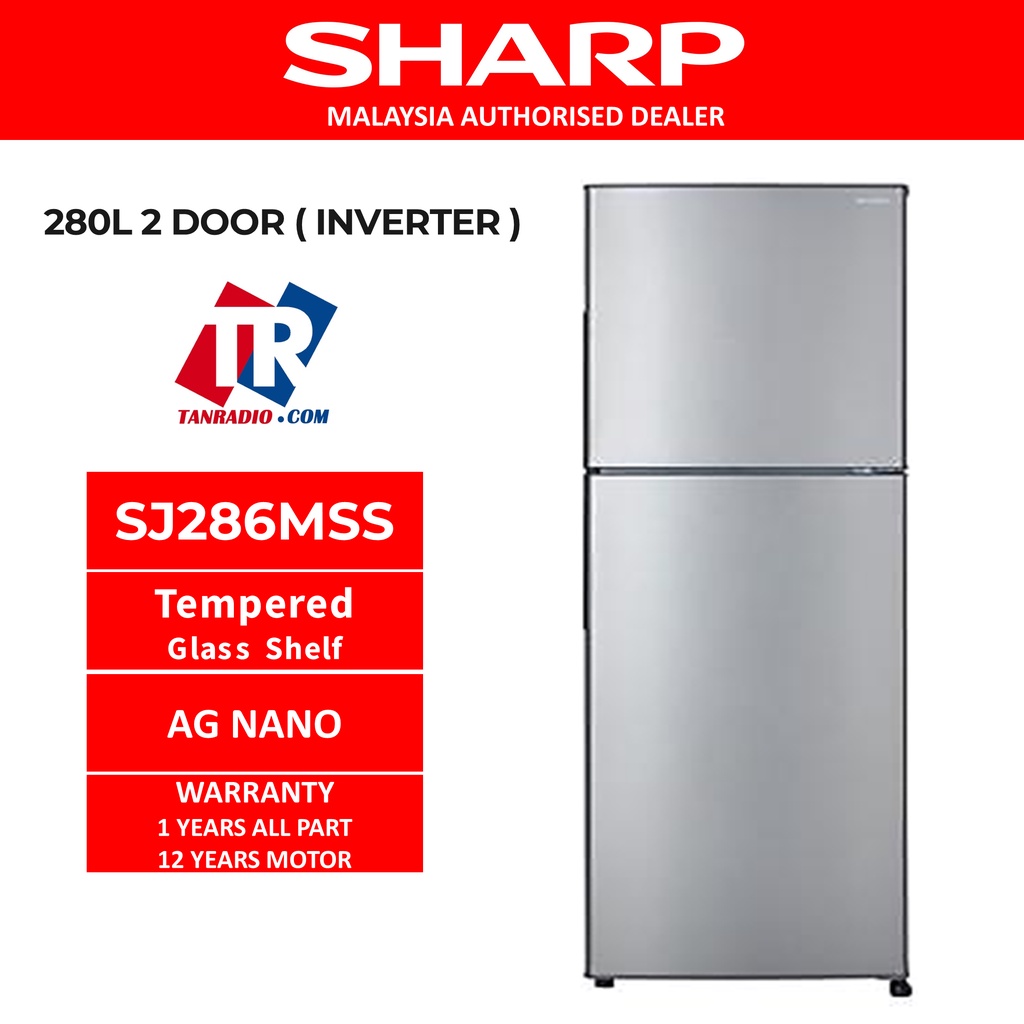 SHARP ( SJ286MSS ) 280L INVERTER REFRIGERATOR - 2 DOOR FRIDGE - PETI ...