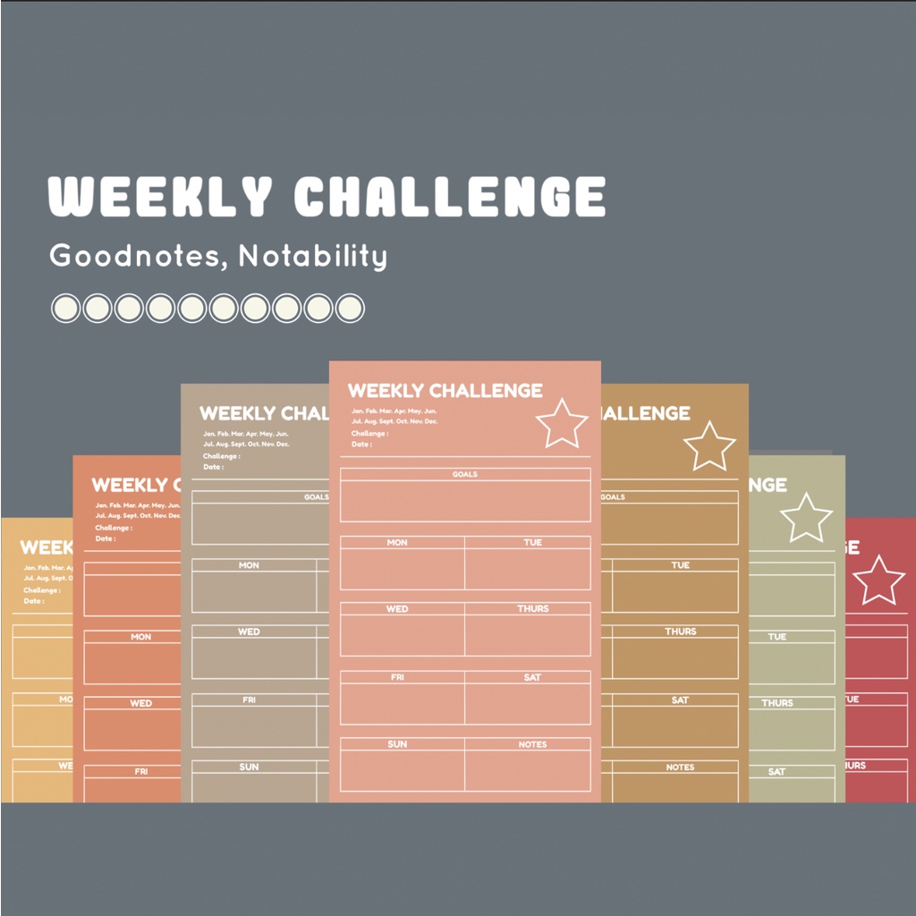 GoodNotes / Notability / Digital Stickers Post It Weekly Challenge ...