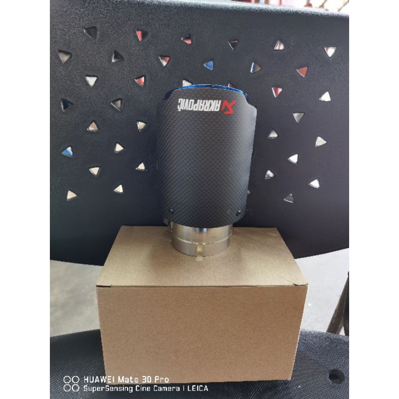 AKRA MATTE CARBON / GLOSSY CARBON FIBER BURNT BLUE CAR EXHAUST MUFFLER ...