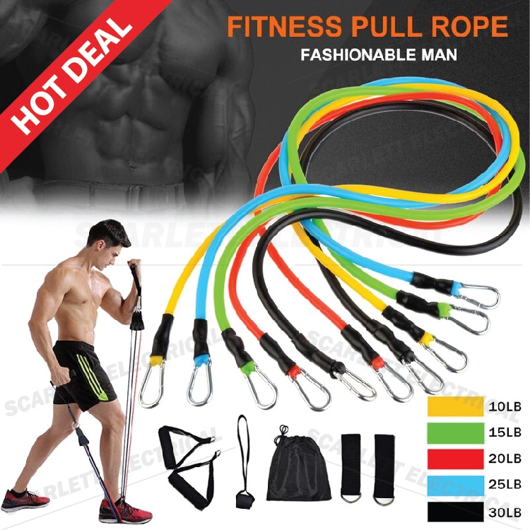 (ORIGINAL) Workout Resistance Band Exercise Fitness Rubber Tube ...