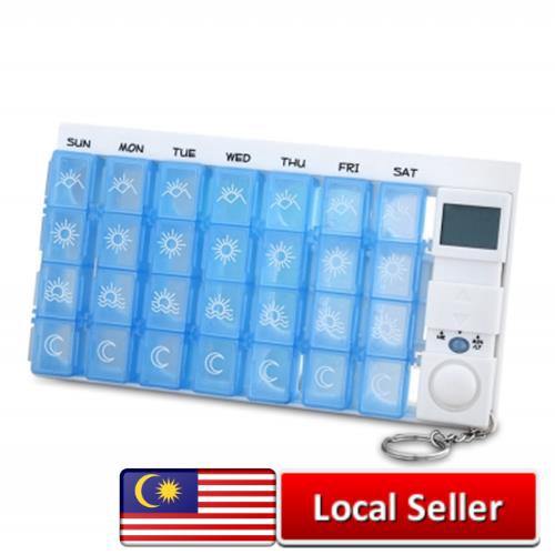 MEDICINE BOX 28 CELL LCD INTELLIGENT PILL DISPENSER WITH REMINDER TIMER ...