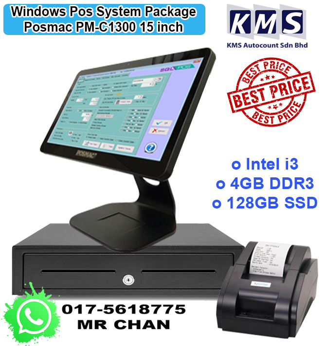 Windows Pos System Point of Sales Package Posmac PM-C1300 15 inch (Include Training and Support ...