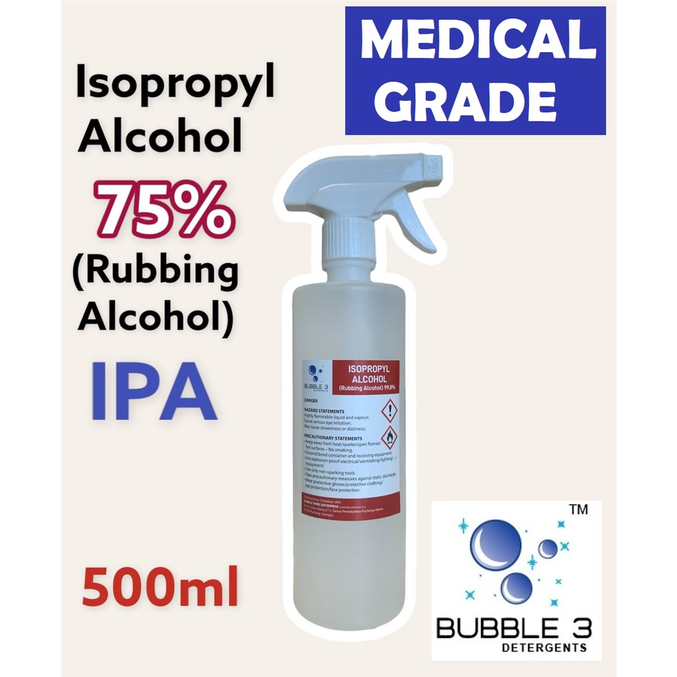 Isopropyl Alcohol (IPA) 500ml (with spray) / rubbing alcohol | Shopee ...