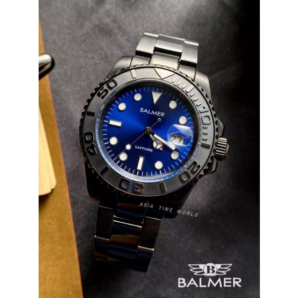 BALMER | 7918G BK-45 Classic Sapphire Men's Watch with Blue Dial Black ...