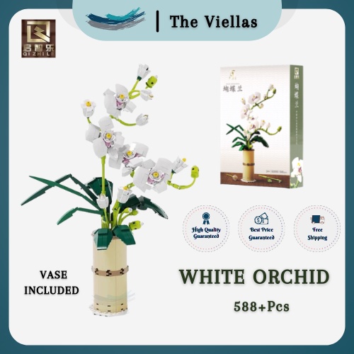 White Orchid Flowers Building Block Kids Toys Nano Blocks Lego Blocks ...