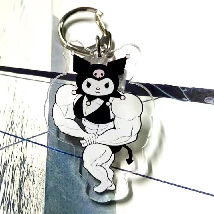 Cute Muscle Sanrio Keychain Macho Melody Kuromi Jade Dog Fitness Couple ...