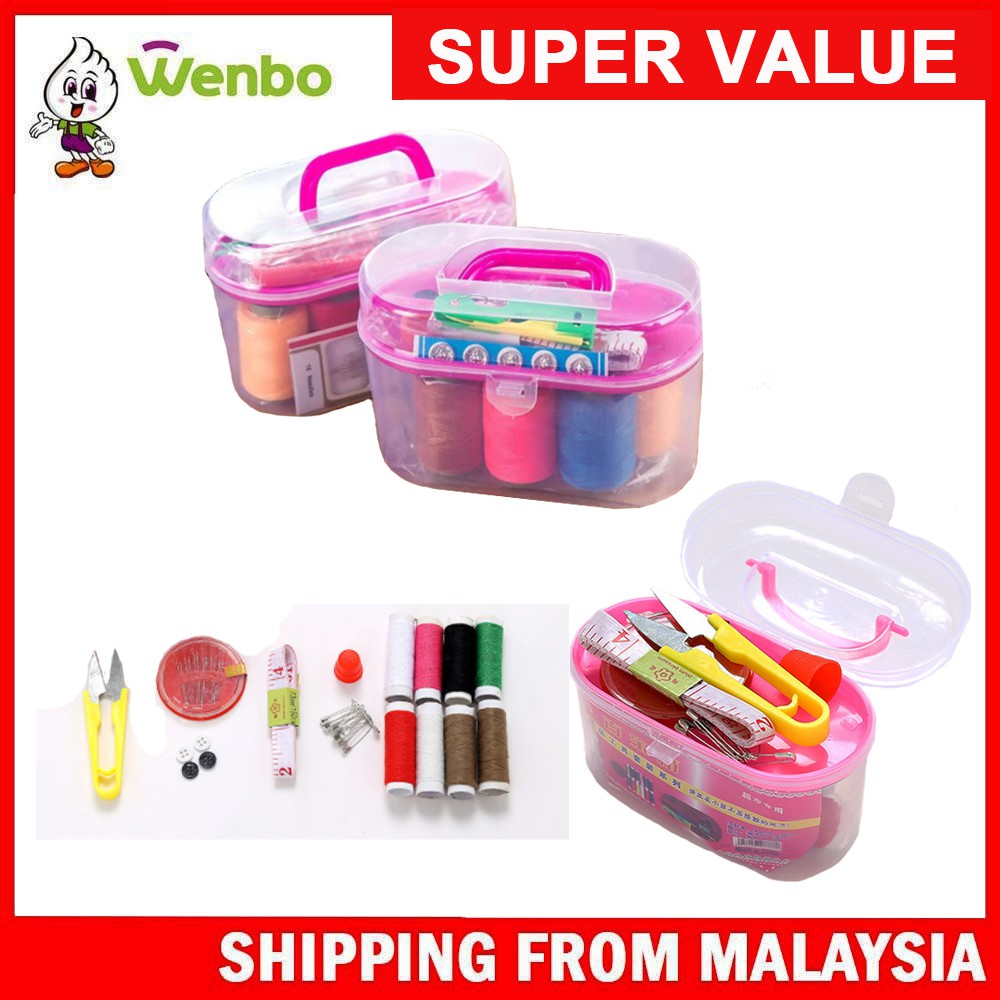 Wenbo Portable Sewing Kit Set Tool Hand Stitch Needle Thread Threader ...