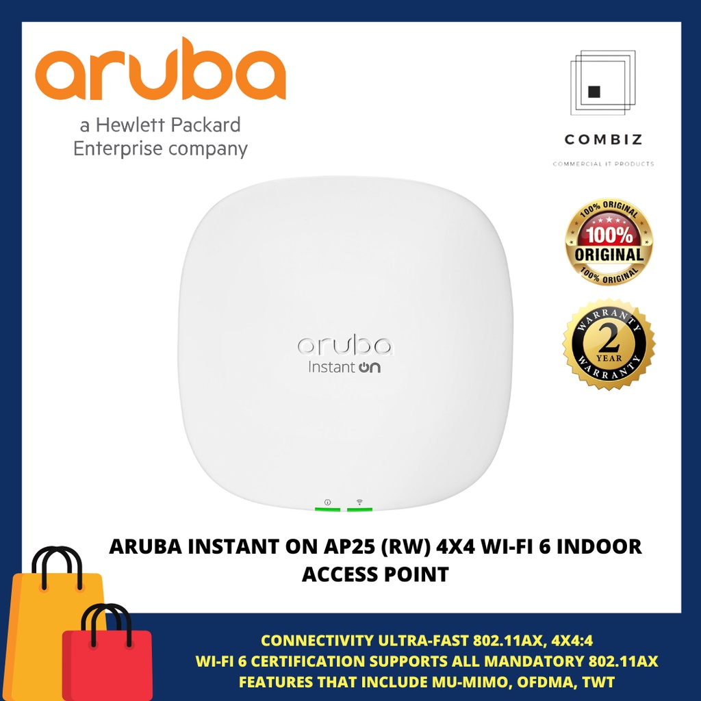 ARUBA INSTANT ON AP25 (RW) 4X4 WI-FI 6 INDOOR ACCESS POINT ( R9B28A ...