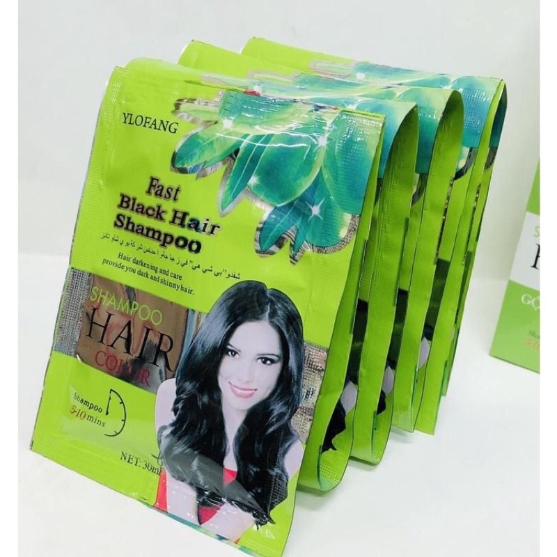 Olive Black Shampoo Box of 10 Packs, Black Hair Herbal Black Shampoo ...