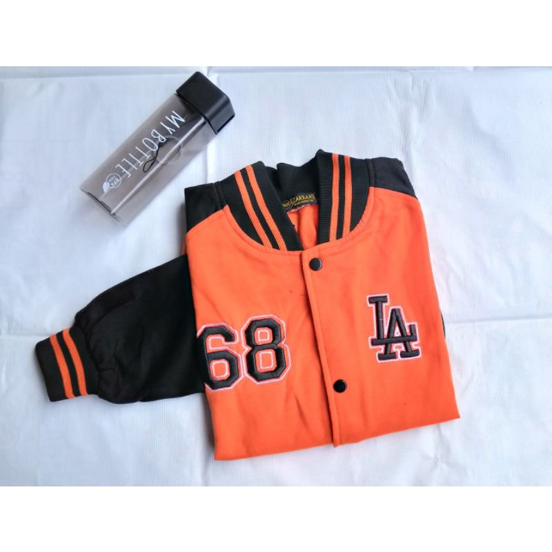 HITAM Varsity Baseball Jacket/Men Women Baseball Jacket || Orange ...