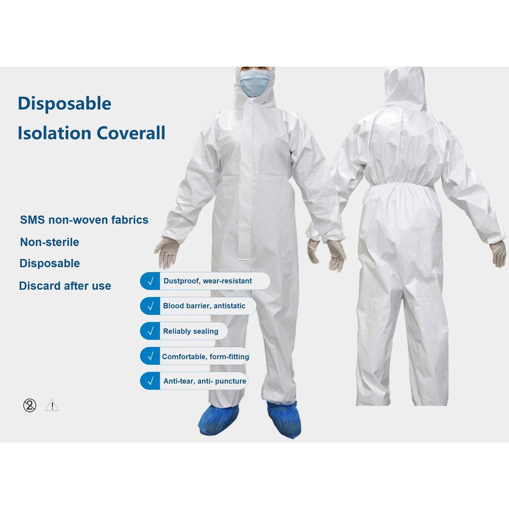 Safety Disposable Protective Coverall Isolation Suit 50gram (Free Size ...