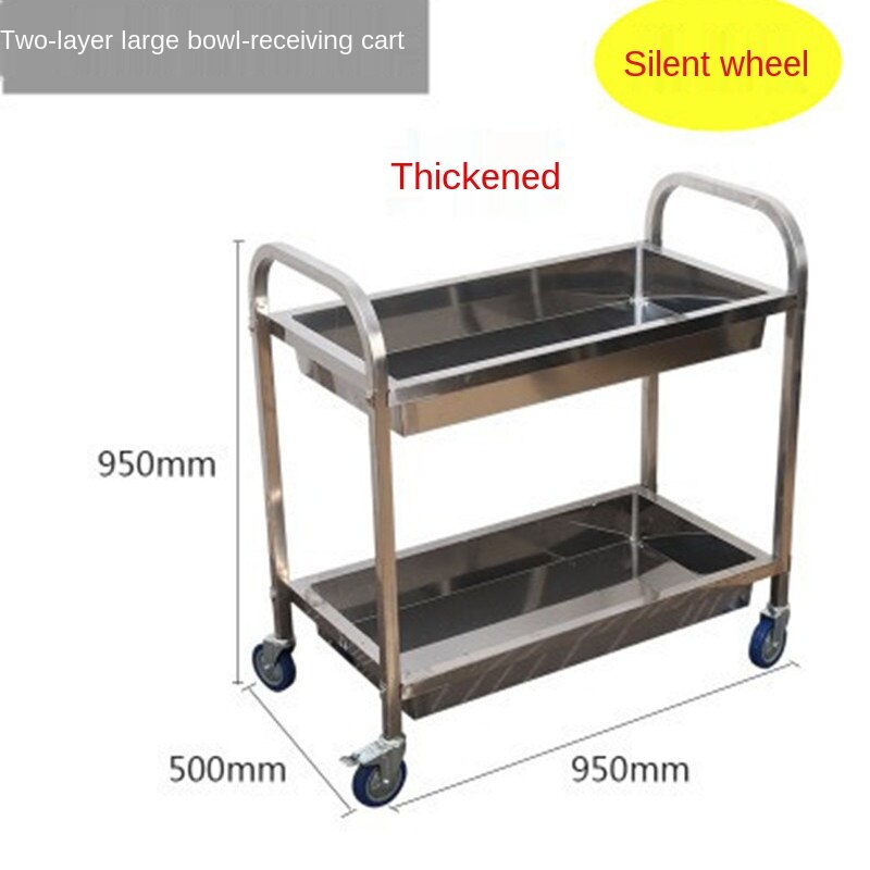 Stainless steel trolley with wheels food trolleyThickened Food Truck ...