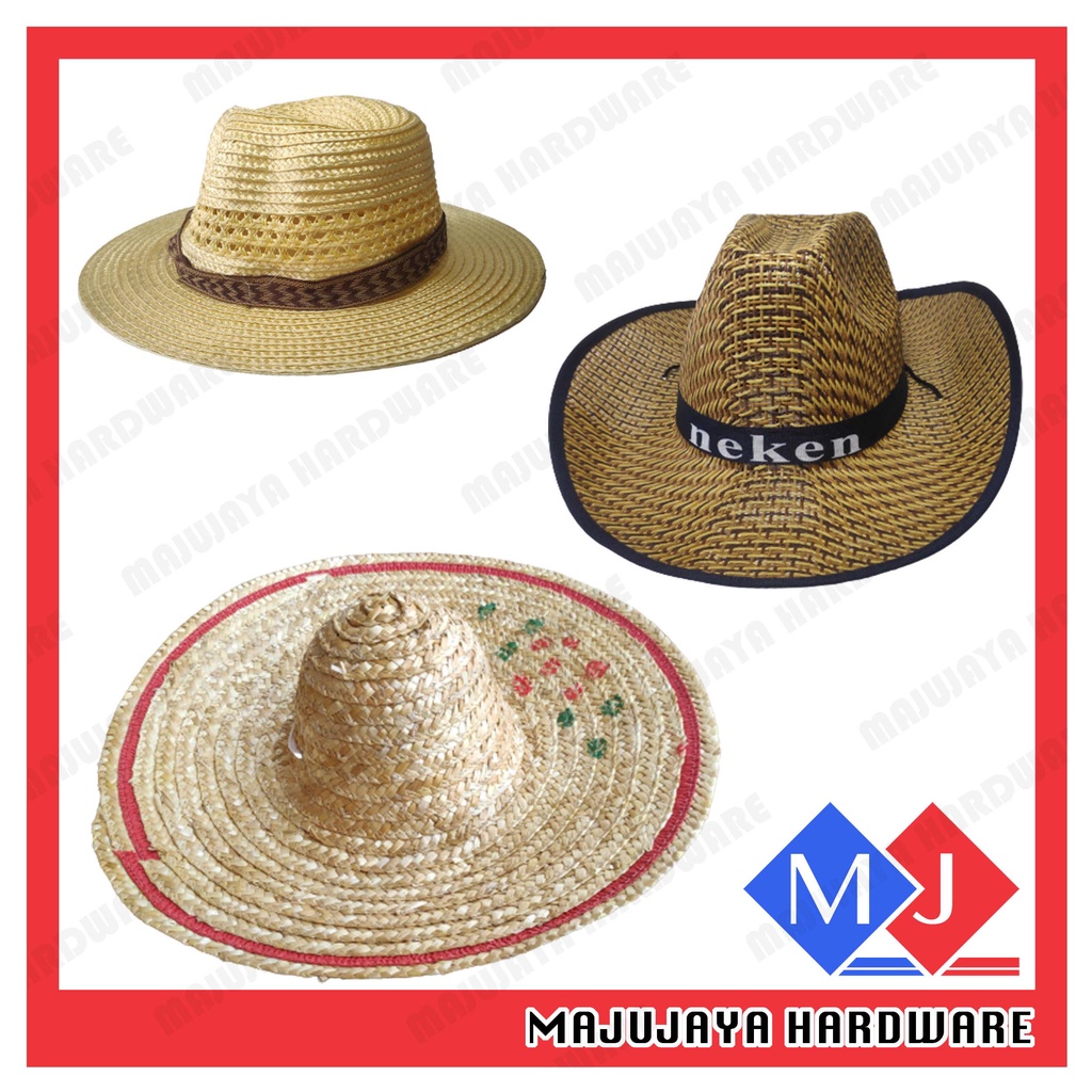 Grass Straw Farmer Hat Cap Topi Rumput Jerami Petani Topi Mengkuang ...