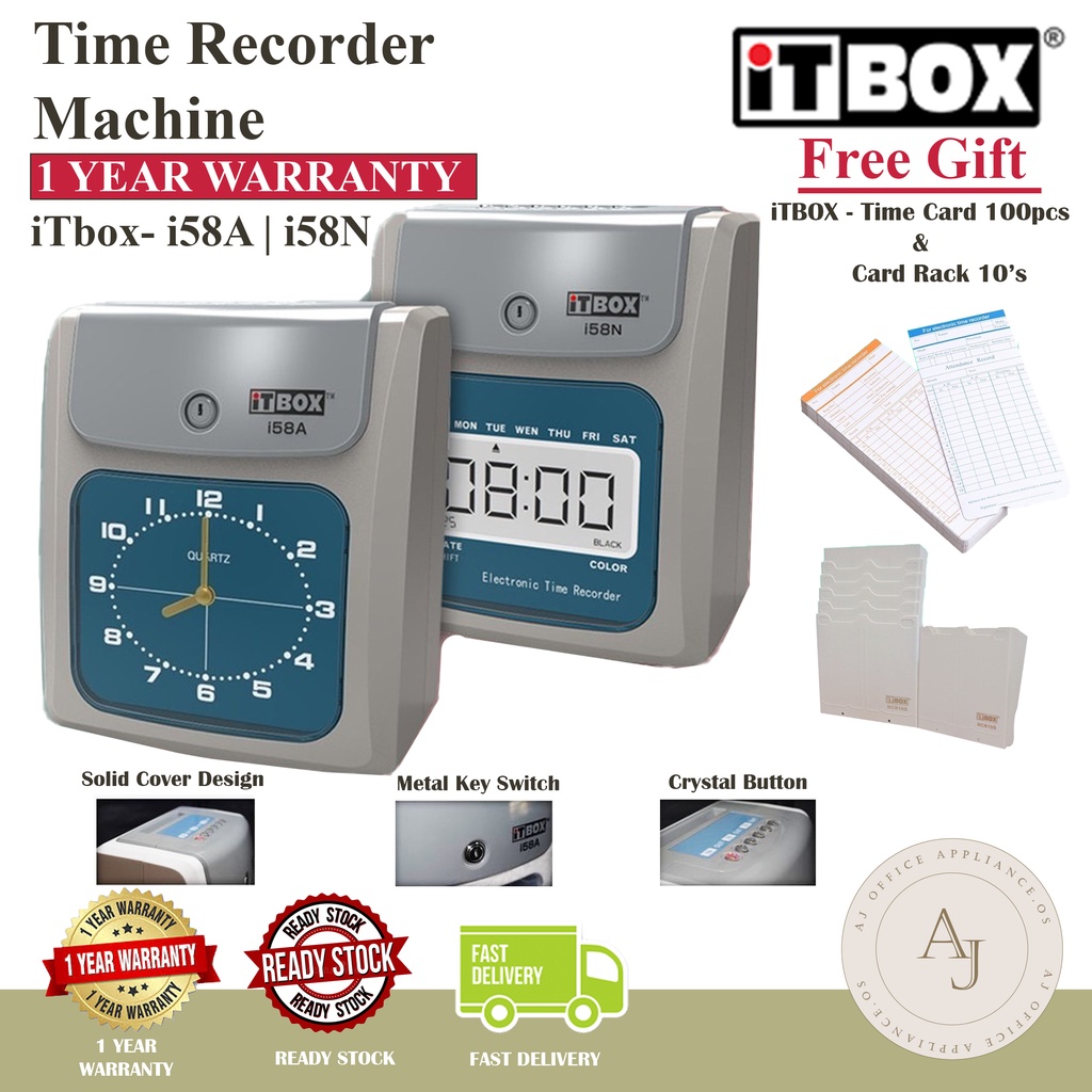 iTBOX i58N i58A Time Recorder | Punch Card Machine | Attendance Machine ...