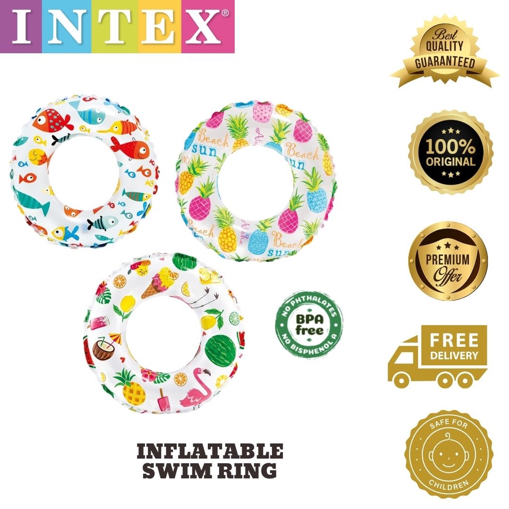 59241 INTEX 24in Lively Print Swim Rings (random print) - pelampung ...