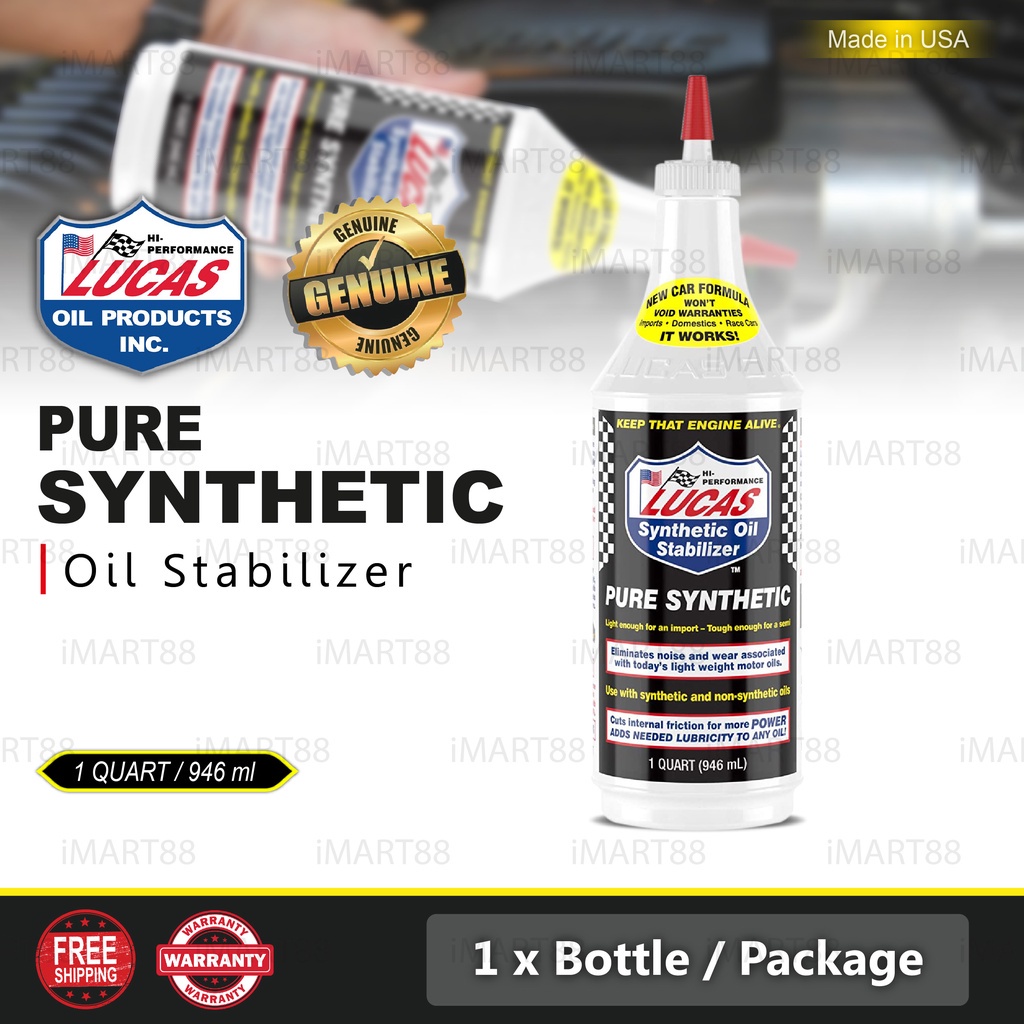 LUCAS Pure Synthetic Engine Oil Stabilizer Additive 1QT 946ML USA 100% ...