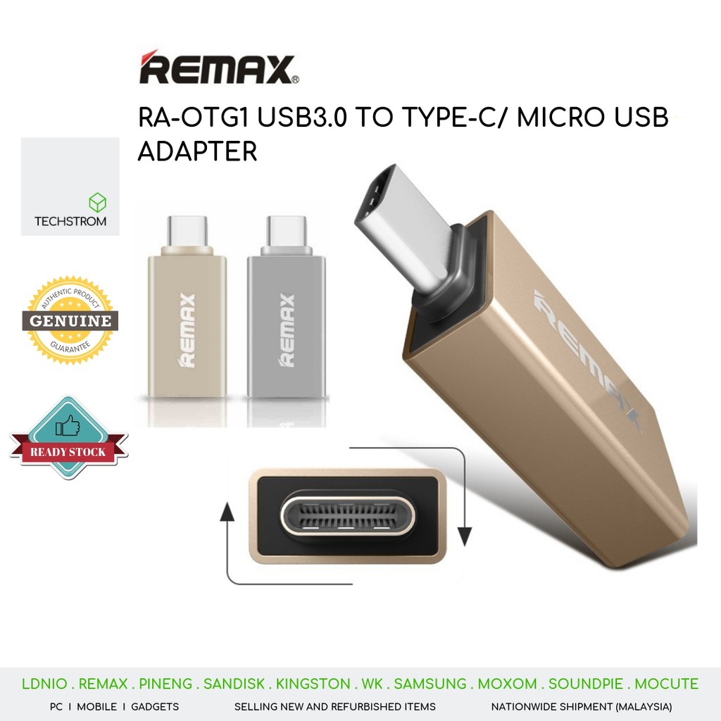 REMAX RA-OTG1 USB3.0 TO TYPE-C / MICRO USB OTG ADAPTER | Shopee Malaysia