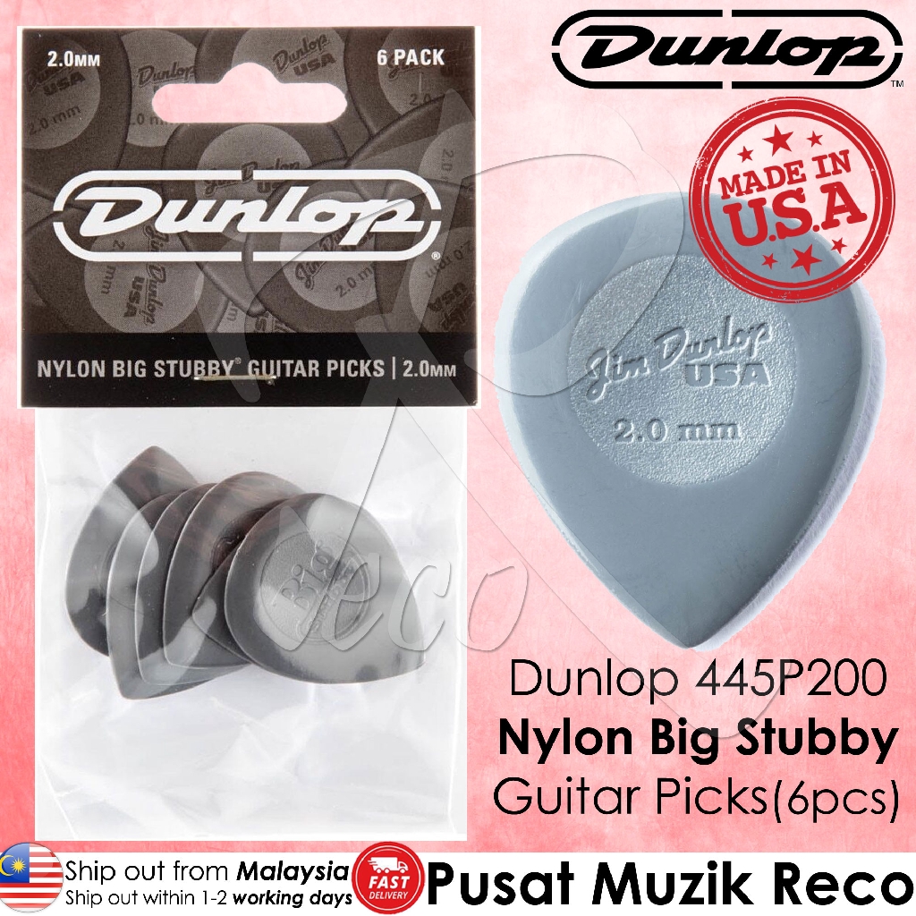Dunlop 445P2.0 Nylon Big Stubby Guitar Pick 2.0mm Guitar Picks Player ...