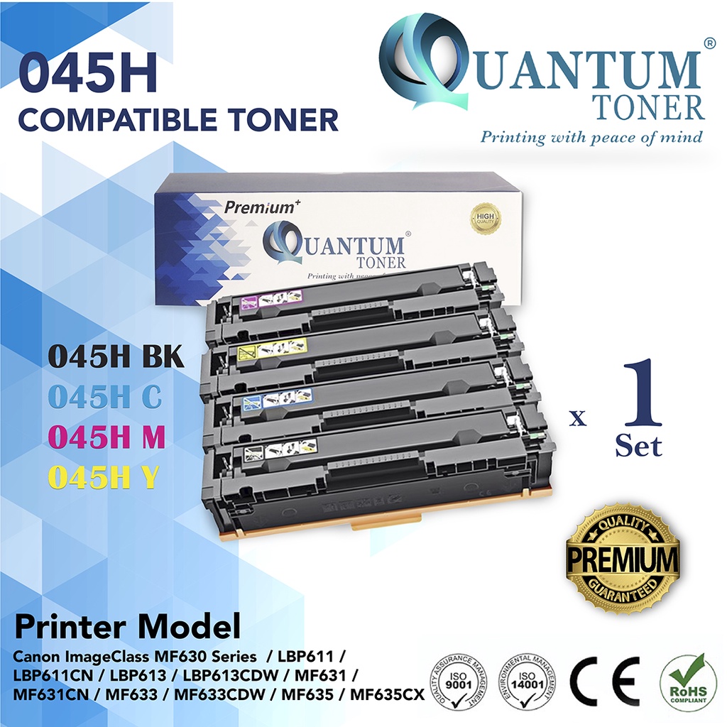 FULL SET Canon 045H Cartridge 045H High Yield Compatible Laser Toner LBP611cn LBP613cdw MF631Cn ...