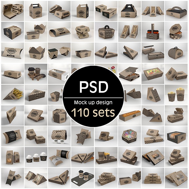 Mockup Design Template Bundle Pack / Product / Packaging / Box / PSD ...