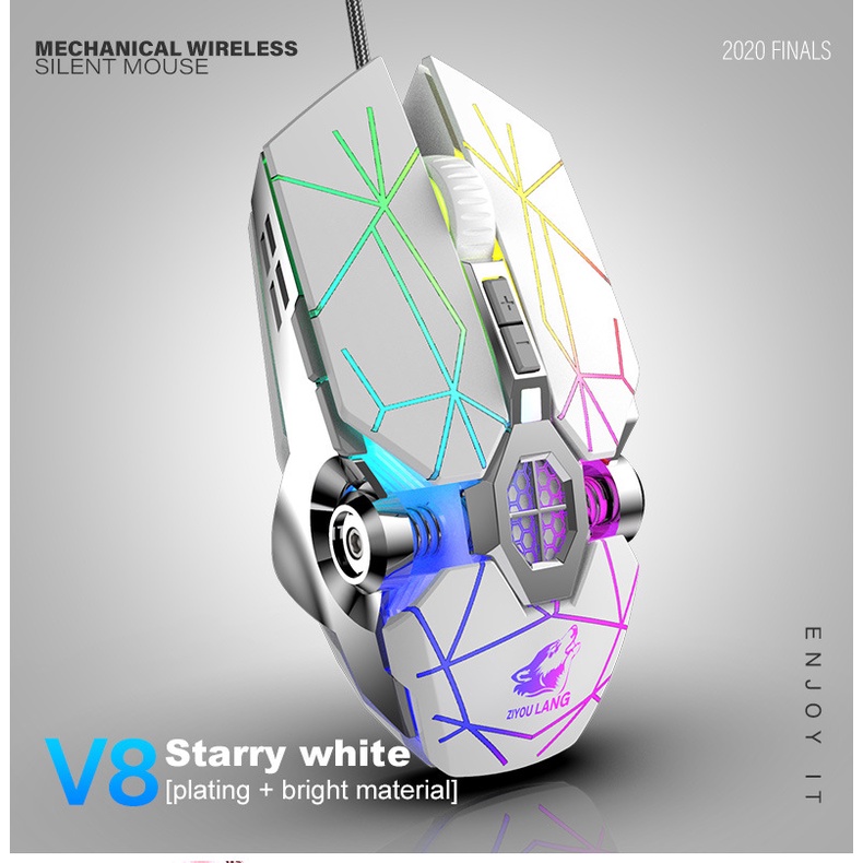 V8 mechanical mouse wired gaming computer Colorful LED Backlit USB ...