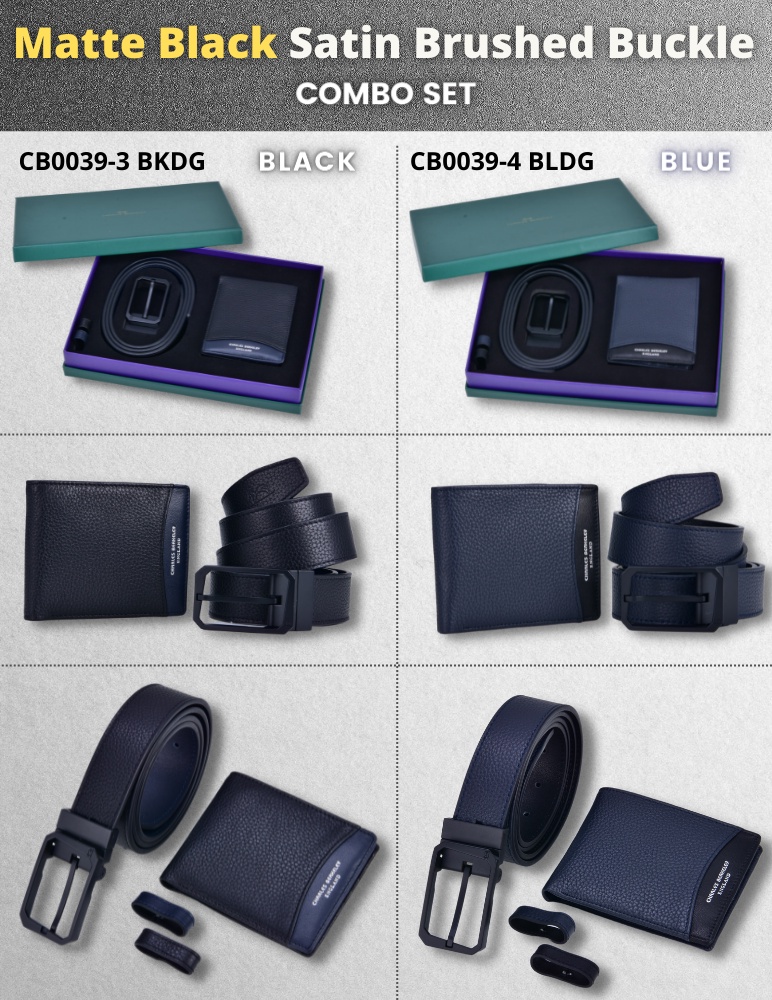 Charles Berkeley Tumbled Leather Bifold Wallet & Belt Combo Gift Set ...