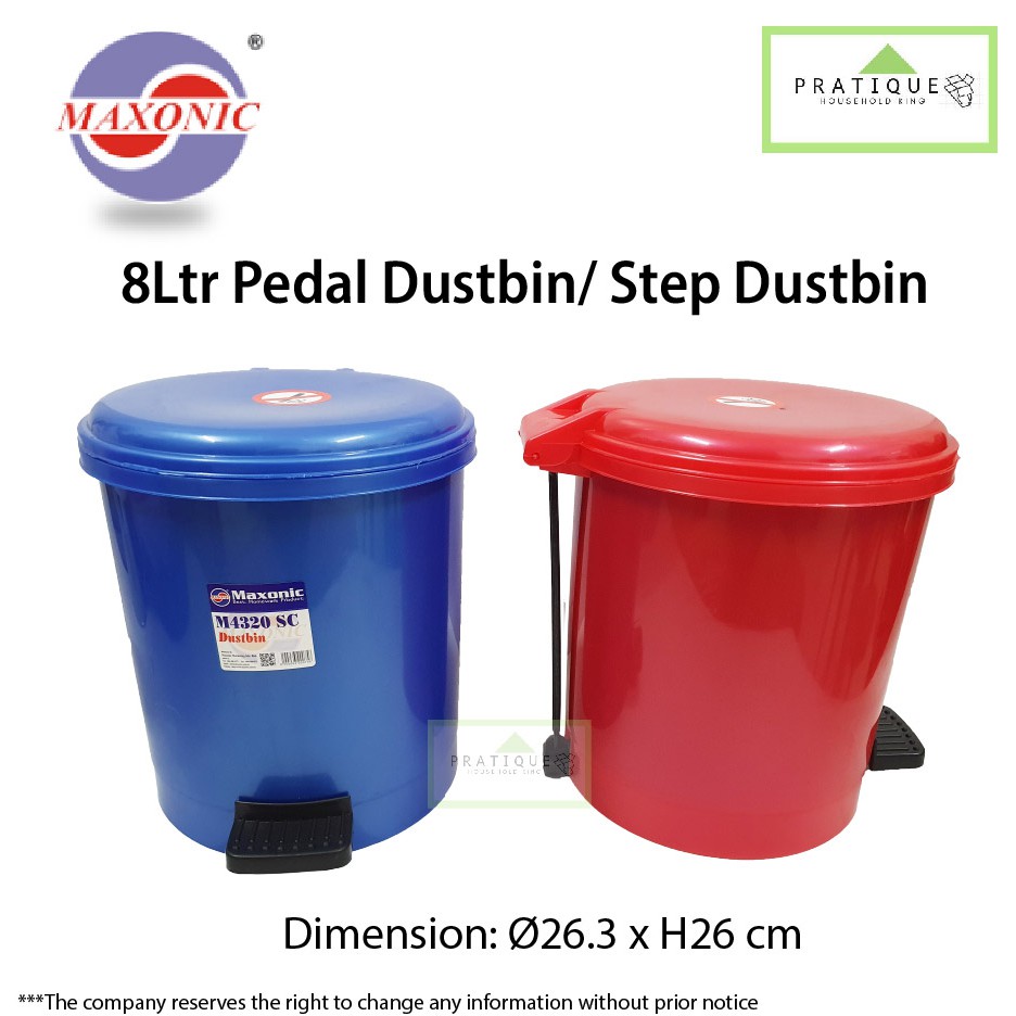 8Ltr Pedal Dustbin / Garbage Bin / Rubbish Bin / Tong Sampah/ Step ...