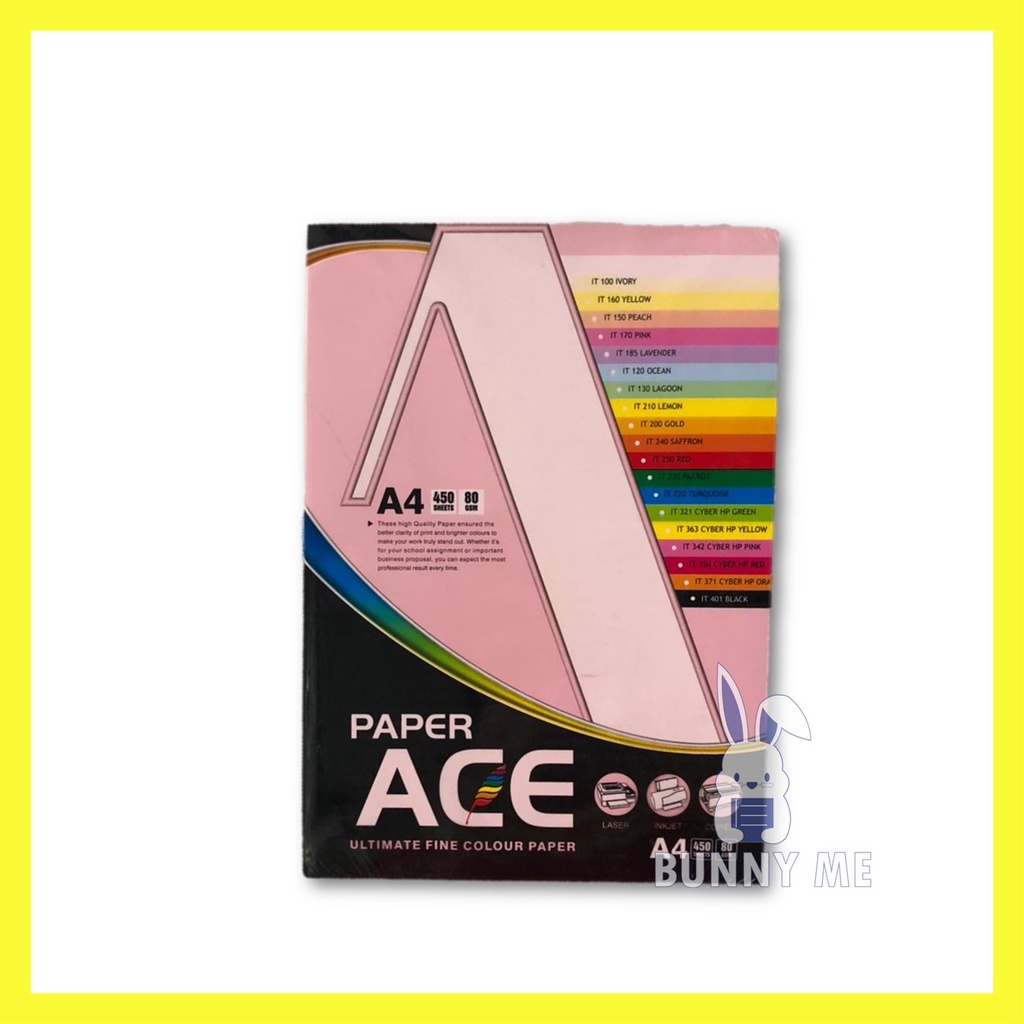 ACE COLOUR PAPER 80GSM A4 450SHEETS / KERTAS WARNA // LIGHT // CYBER ...