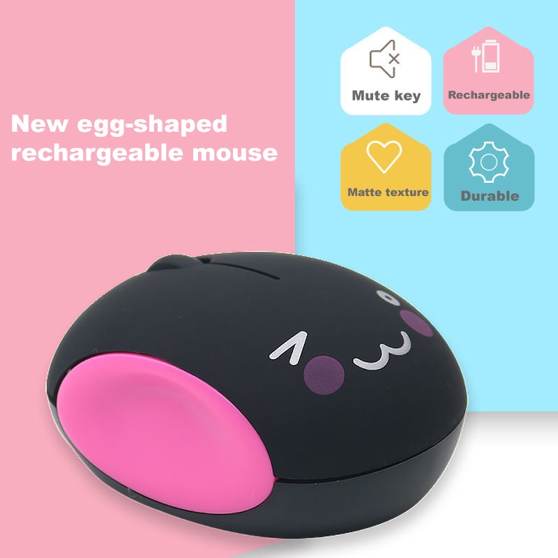 USB Wireless Mouse Rechargeable Cute Cartoon Silent Mute Key Pressing ...