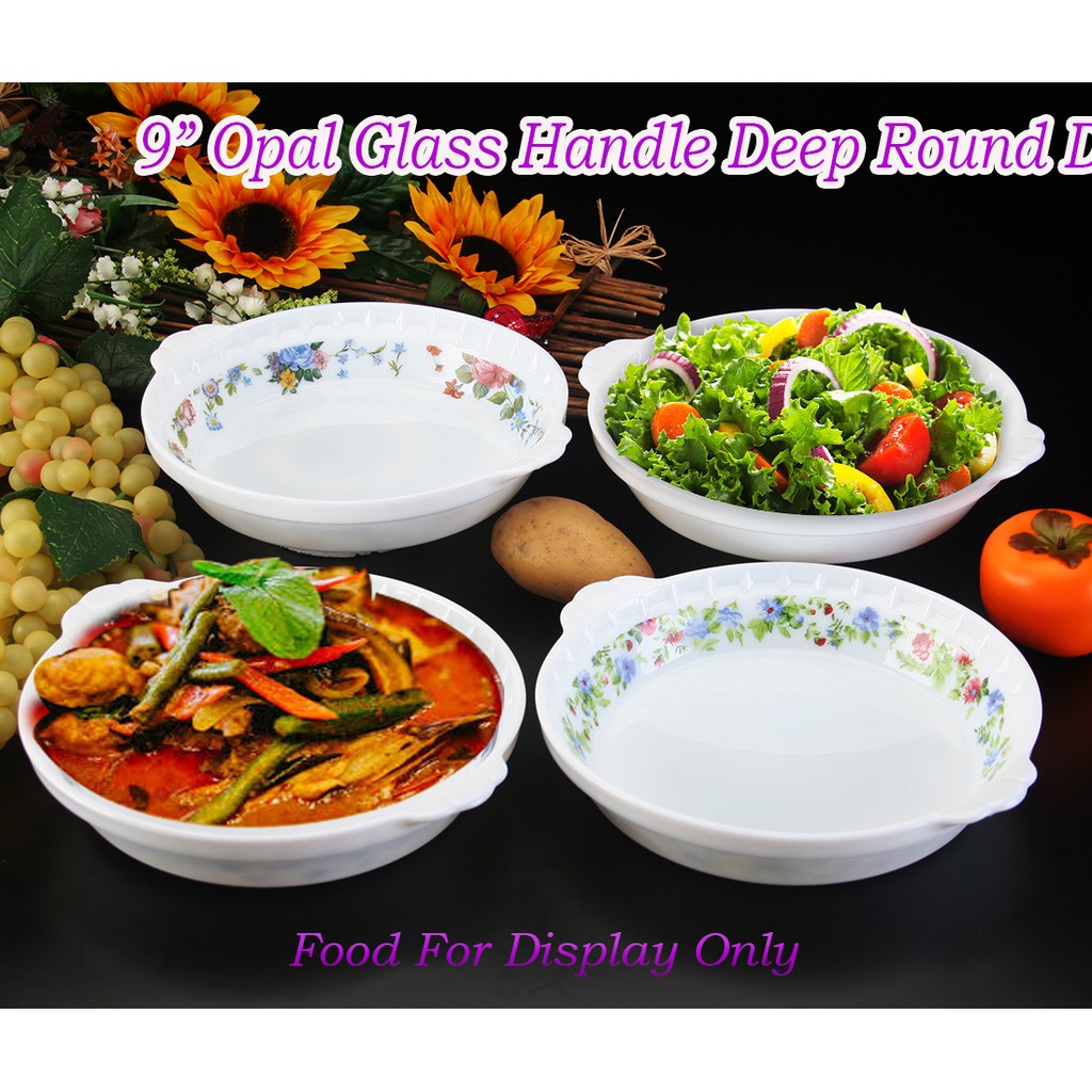 9" Opal Glass Multi Usage Handle Deep Round Dish SE30019 | Shopee Malaysia