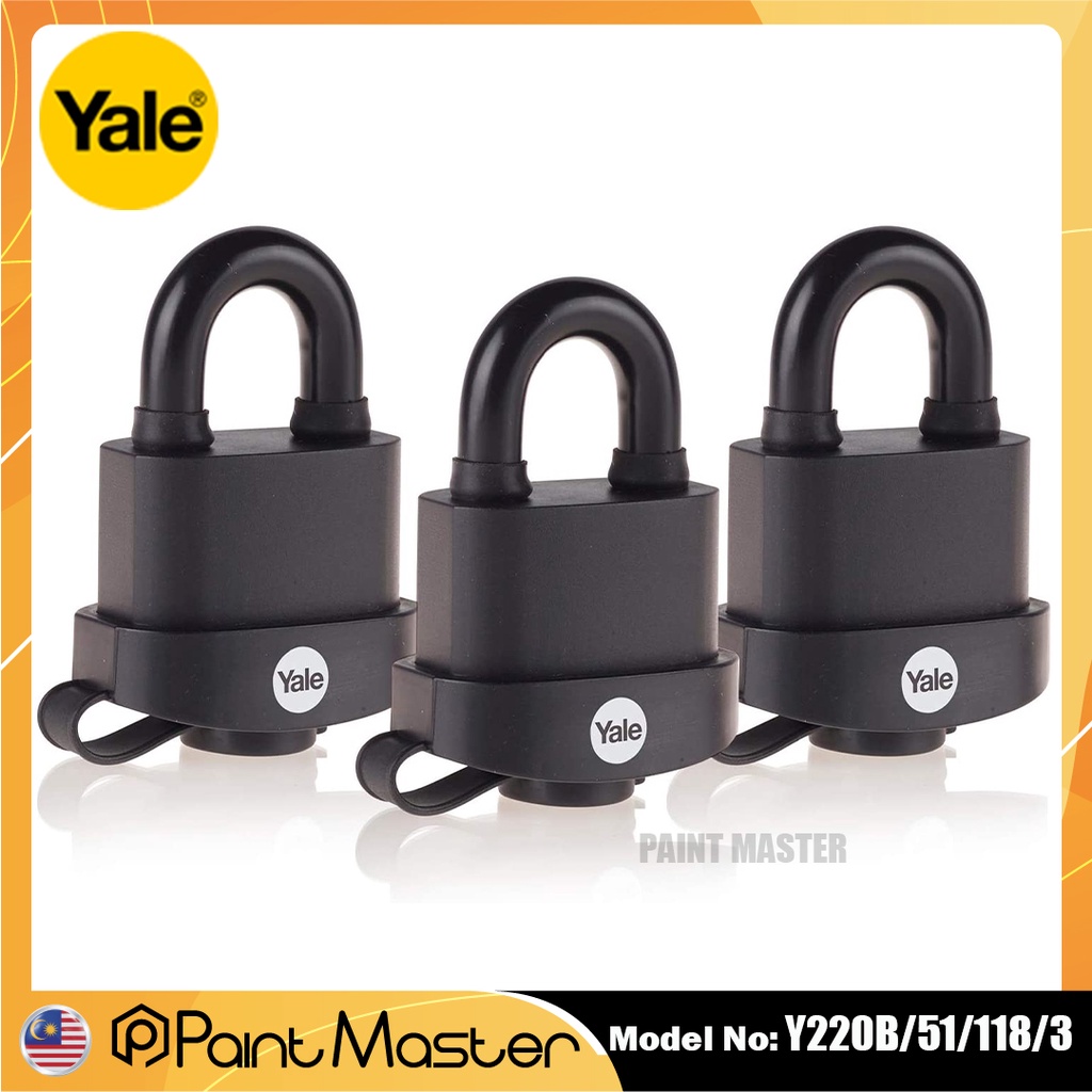 Yale Y220/51/118/3 Laminated Steel Padlock Keyed Alike System 51mm ...