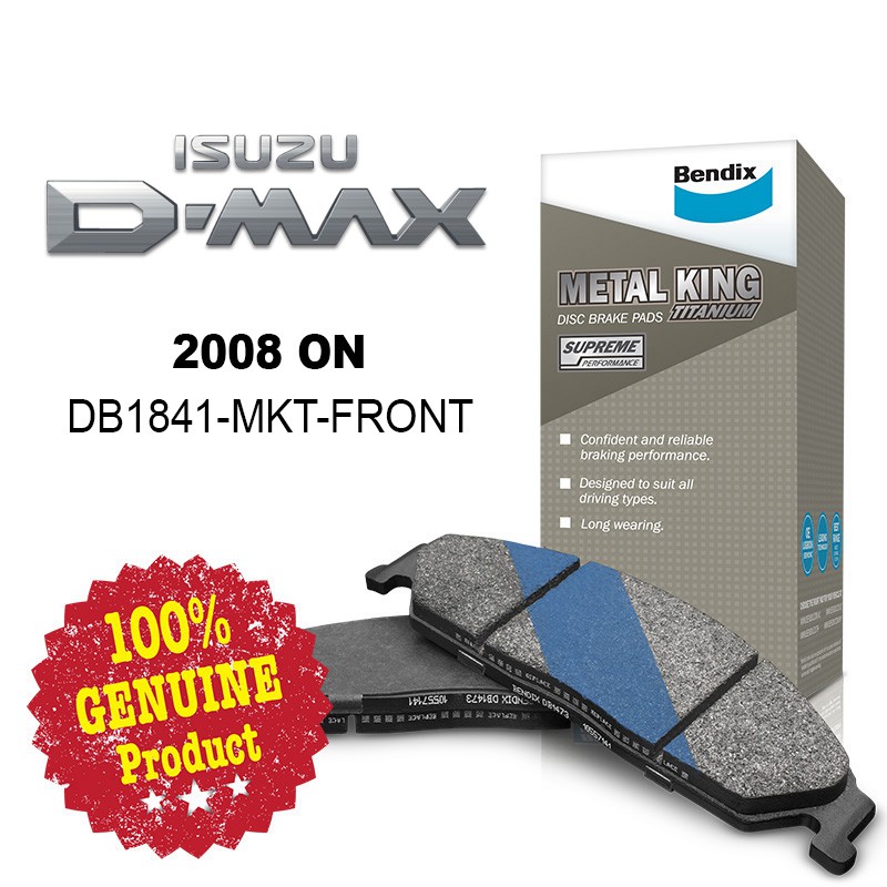 Original Bendix [DB1841MKT] Front Brake Pad - Isuzu D-Max 2008on ...