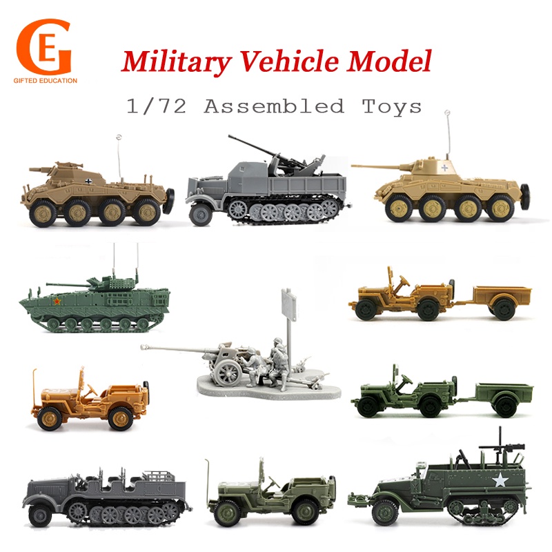 1/72 4D Assembled Military Vehicle Model Soldier Car Tank Jeep ...