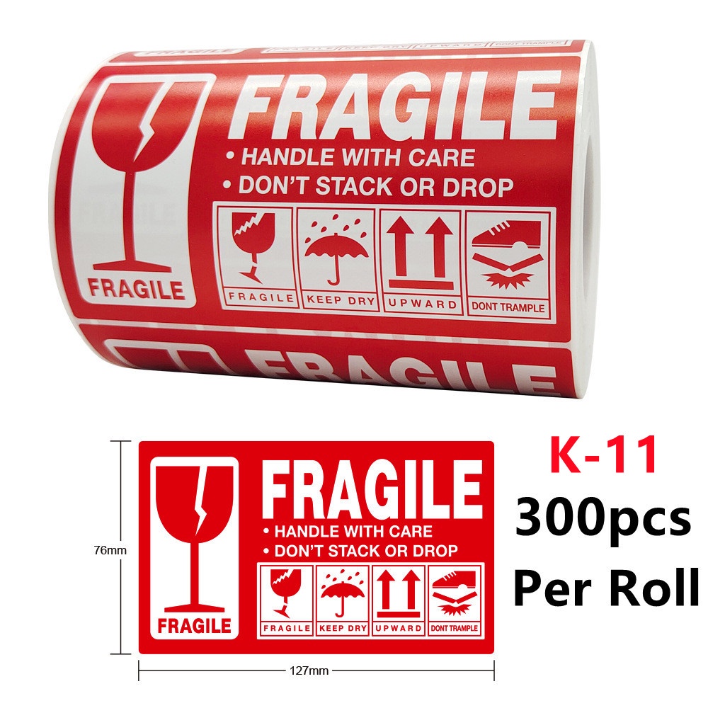 🇲🇾 1000pcs/roll Fragile Sticker Pos Laju Courier Handle With Care Do ...