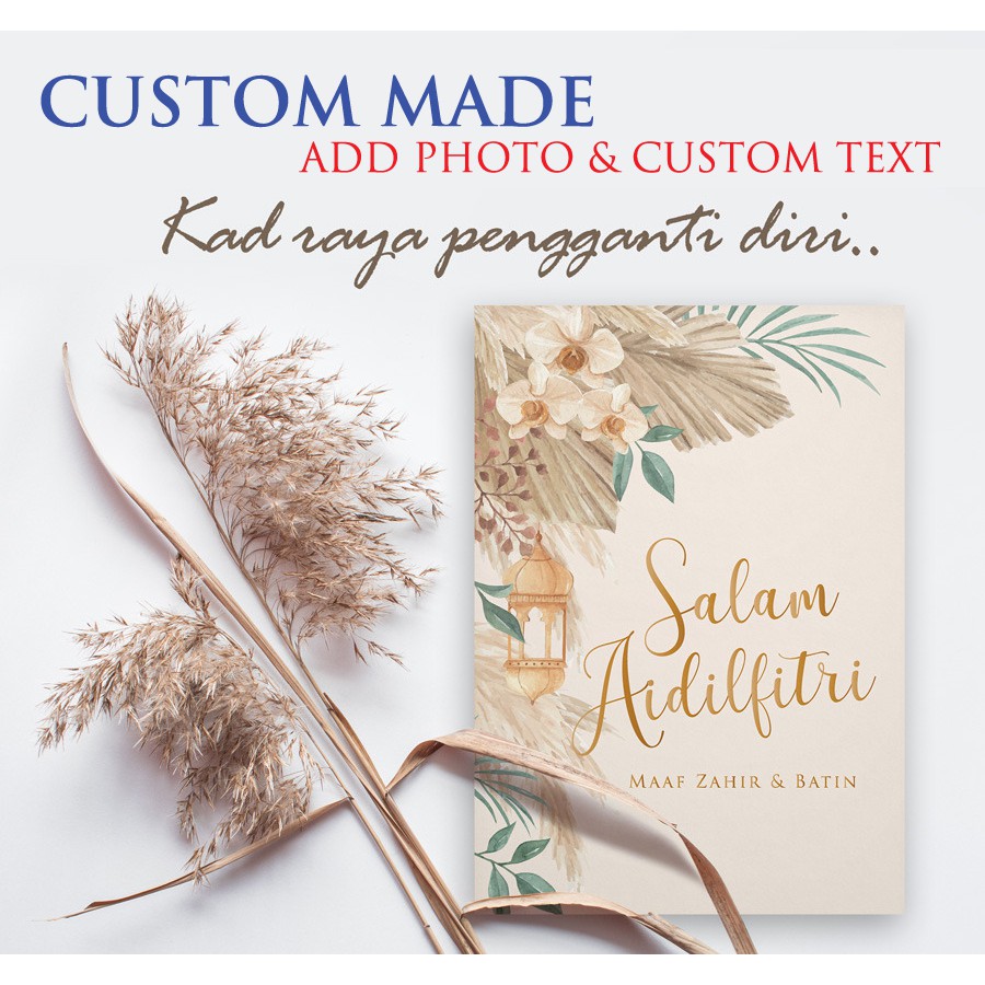 10pcs Kad Raya CUSTOM Made insert your content & photo Luxury Selamat ...