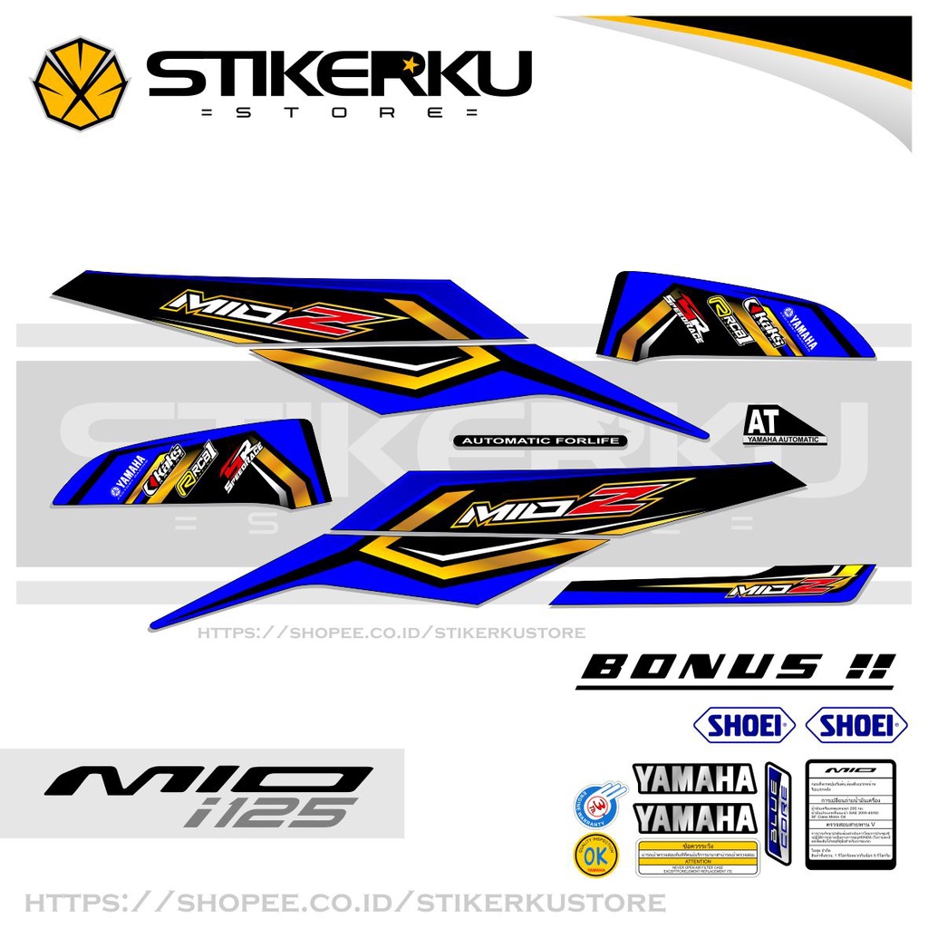 Sticker MIO i 125 STOCK DECALS / STRIPING MIO M3 /Z / 125/ Stickers ...