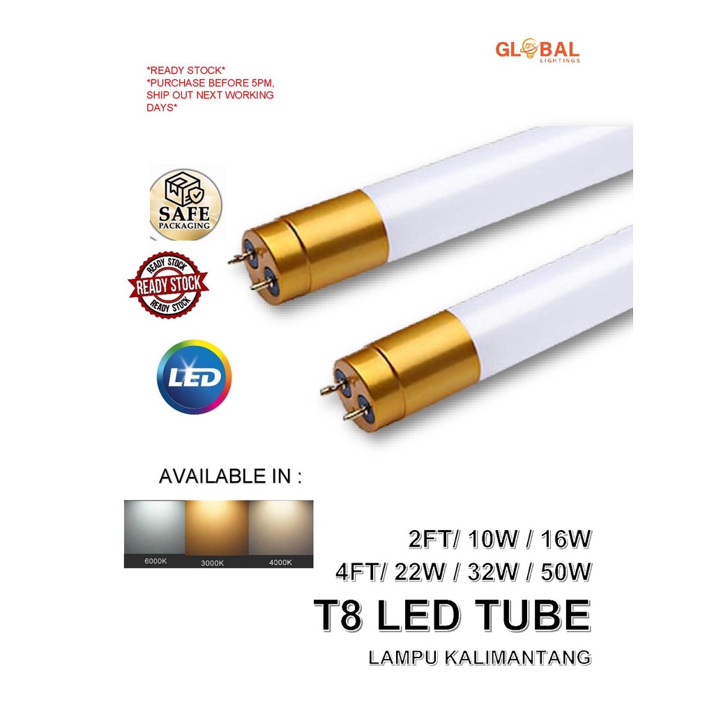 LED TUBE T8 2FT (10W/20W) / 4FT (20W/ 32W/ 50W) daylight, warmwhite, coolwhite (price for 5PCS ...