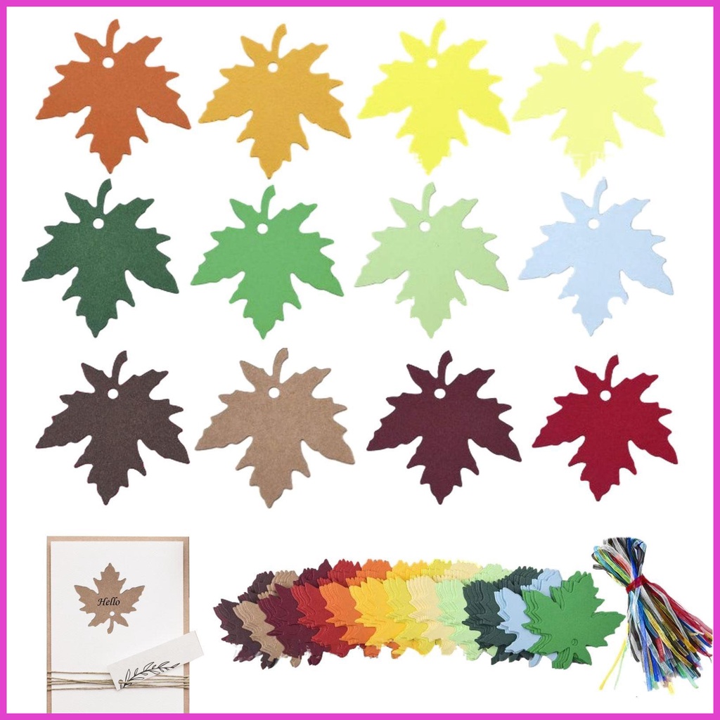 Hang Leaf Tags Maple Leaf Paper Tags With String Thanksgiving Place ...