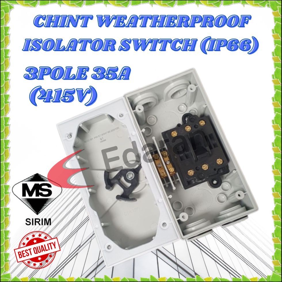 CHINT NEG2 SERIES 3 POLE WEATHERPROOF ISOLATOR SWITCH (IP66) 415V - 35A ...