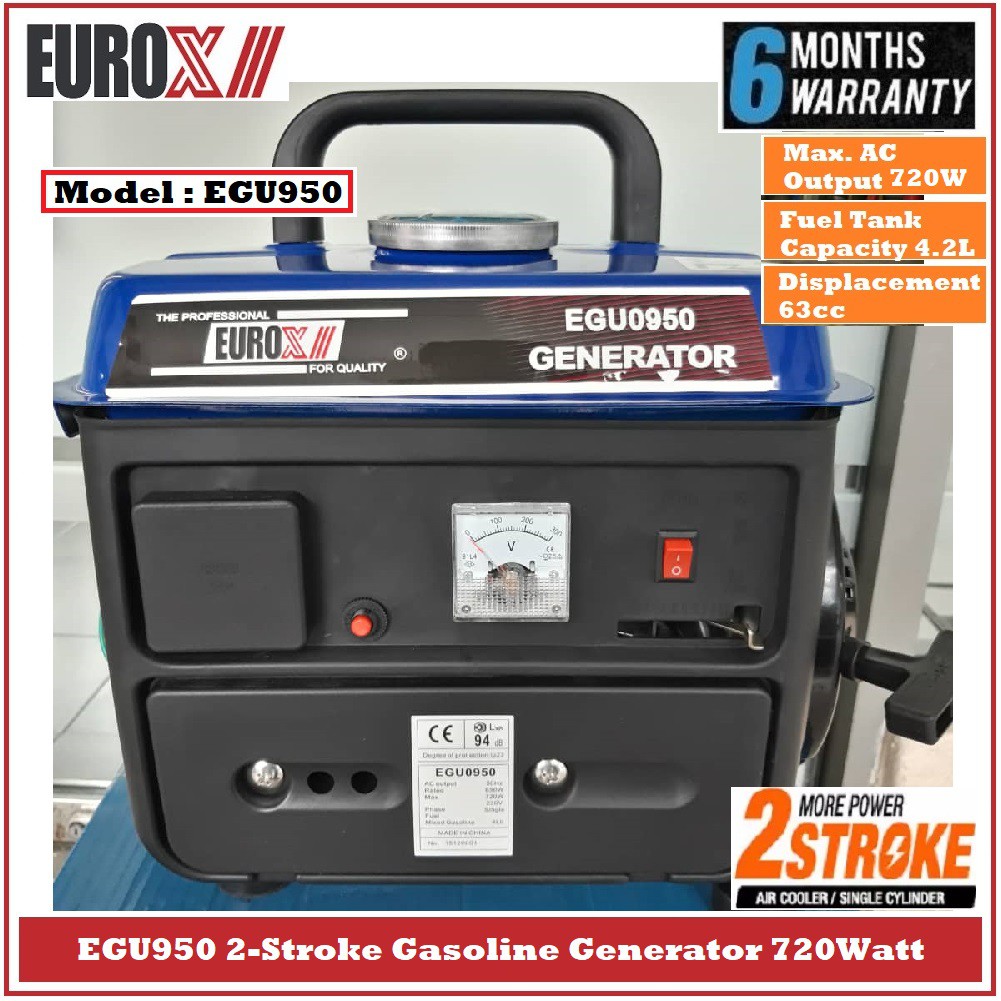 EuroX/Thundez 720W 2-Stroke Petrol Gasoline Generator EGU950/TPU950 - 6 ...
