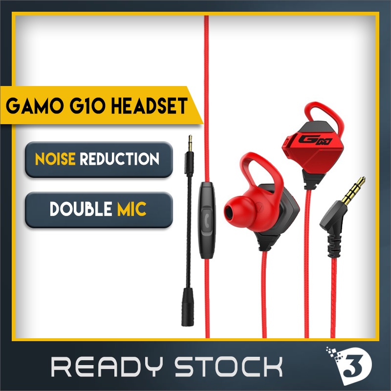 GAMO G10 G22 GM-D1 Gaming Earphone Noise Reduction Headphone Earbuds ...