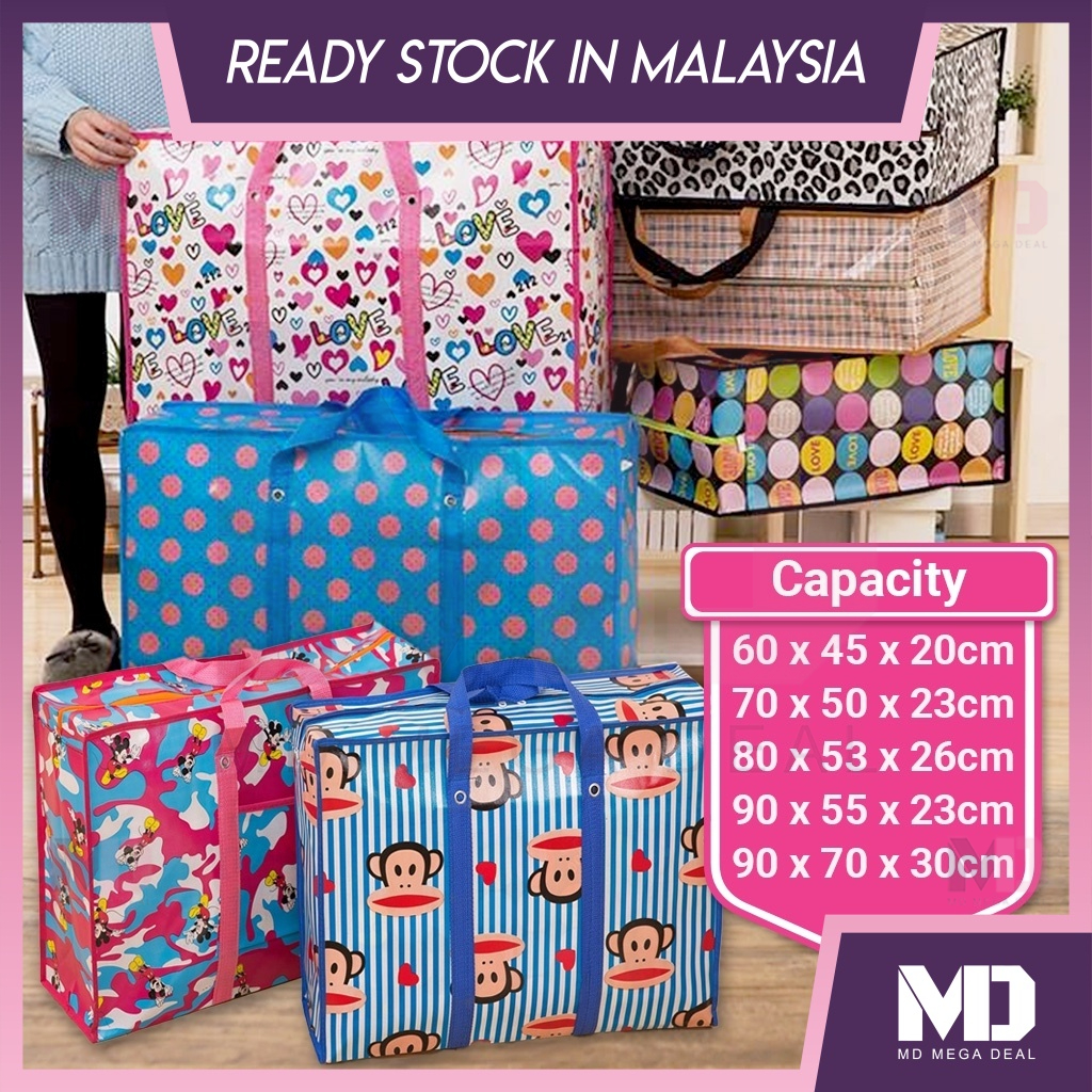 《Mega Deal》Beg Guni Besar Berzip Tebal Laundry Bag Waterproof Large ...