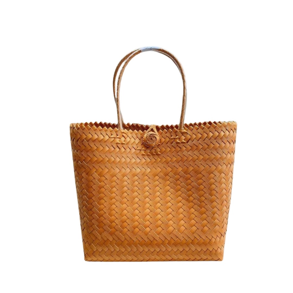 10"x10" - Plain Beg Anyaman Sarawak/ Tote Bag Women / PVC Bakul Anyaman ...