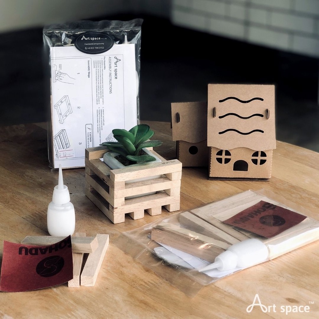 Art Space Mini Container- DIY Material Pack/Solid rubber wood/Gift/Toys ...