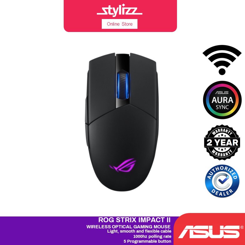 ASUS P506 P510 ROG STRIX IMPACT II GAMING MOUSE WIRED / WIRELESS ...