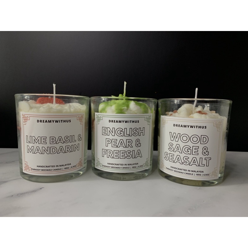 Candle Wood Sage and Sea salt, Lime Basil Mandarin, English Pear and ...