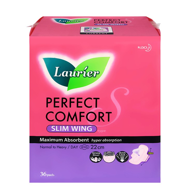 Laurier Perfect Comfort Slim Wing, Great Value Pack, 2 x 18 Pads (22cm ...