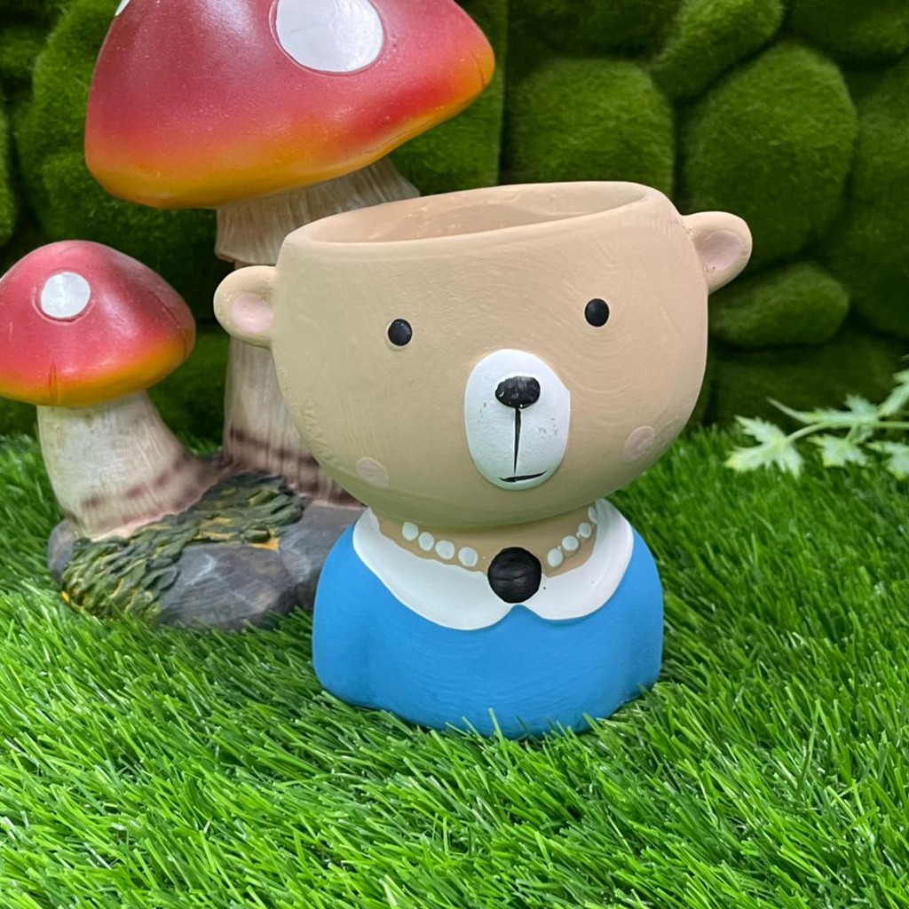 Cute Mini Cement Cartoon Cactus Succulent Flower Pot Vase Animal Indoor ...