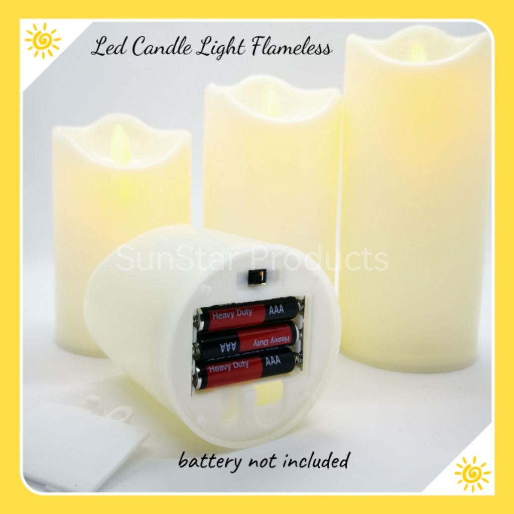 LED Swinging Candle Light Flameless Smokeless Lilin Lampu Battery not ...