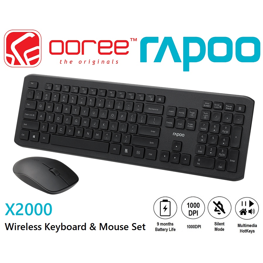 RAPOO X2000 WIRELESS KEYBOARD AND MOUSE COMBO SET WITH MUTE BUTTON ...